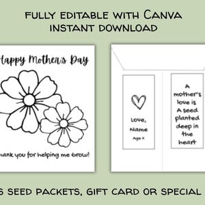 Mother's Day Seed Packet Coloring Craft – Printable Canva Template ...