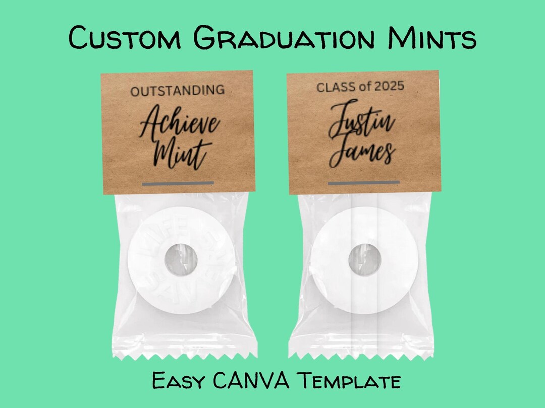 Custom Graduation Mint Labels: DIY Party Favors (canva Template) - Etsy