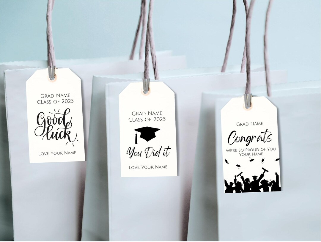 Editable Graduation Gift Tags | Printable Canva Template (digital ...
