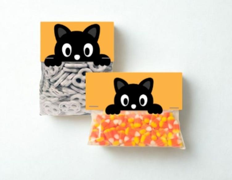 Black Cat Halloween Treat Bag Toppers Printable Party Decor (PDF ...