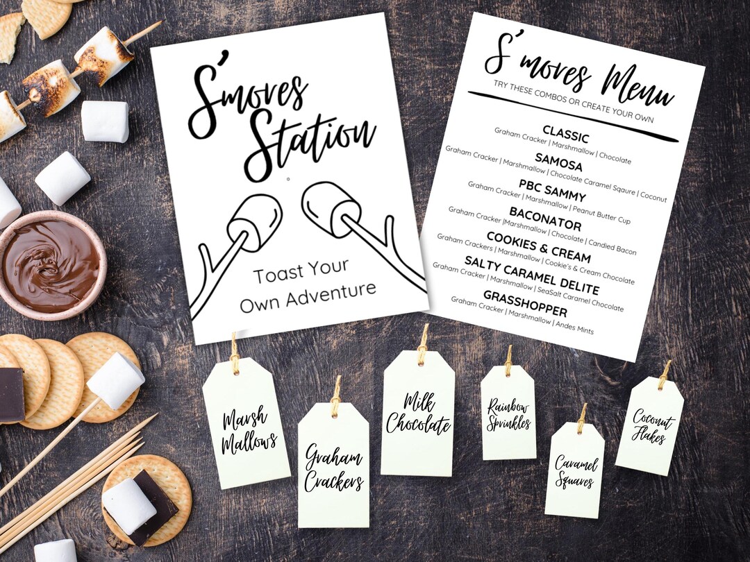 Editable S’mores Station Bundle | Grad Party Decor | Wedding Activity ...