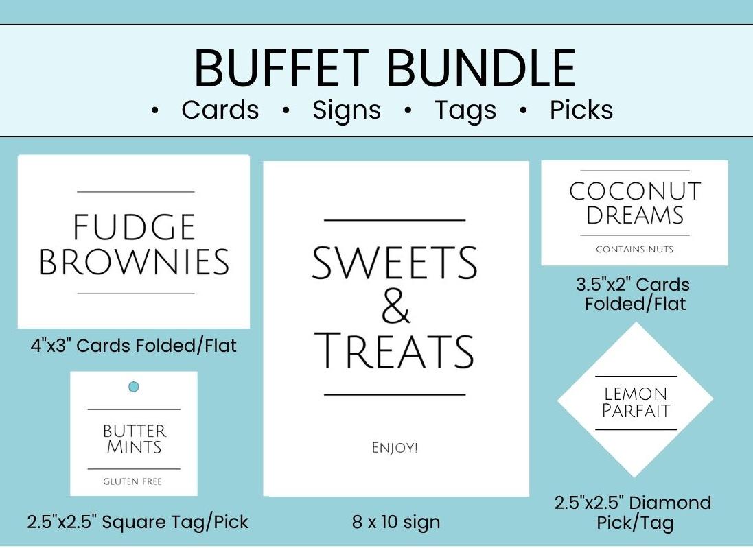 Editable Buffet Signage Template Bundle: Minimalist Tent Cards (digital ...