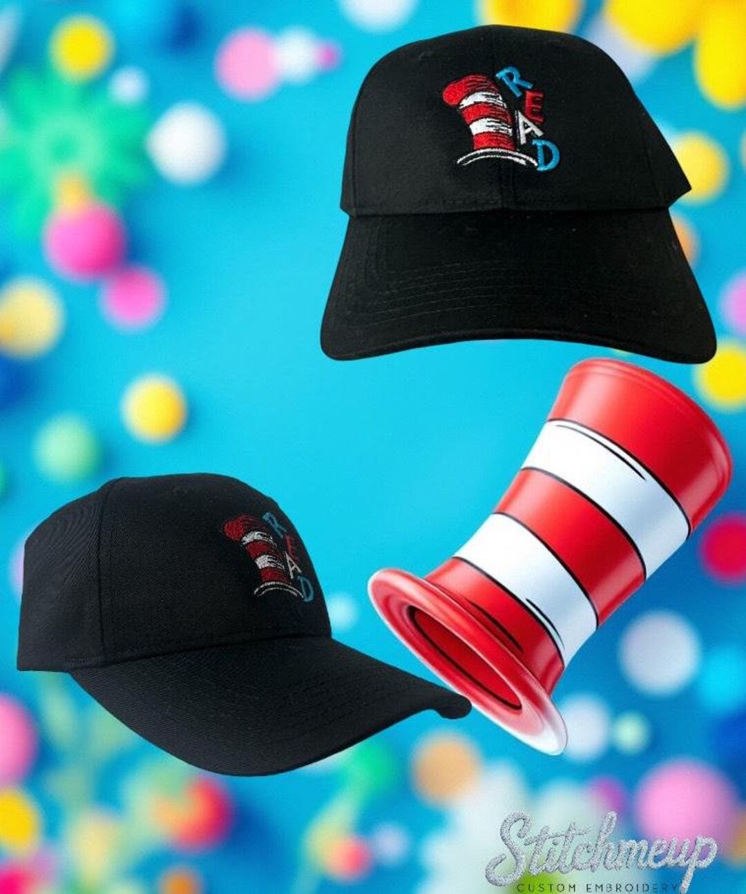 Dr. Seuss Cat in the Hat Read Across America Week Inspired Embroidered ...