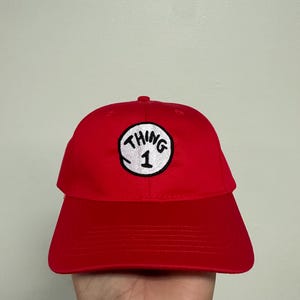 Thing 1 Thing 2 Embroidered Red Youth Cap Dr. Seuss Read Across America ...