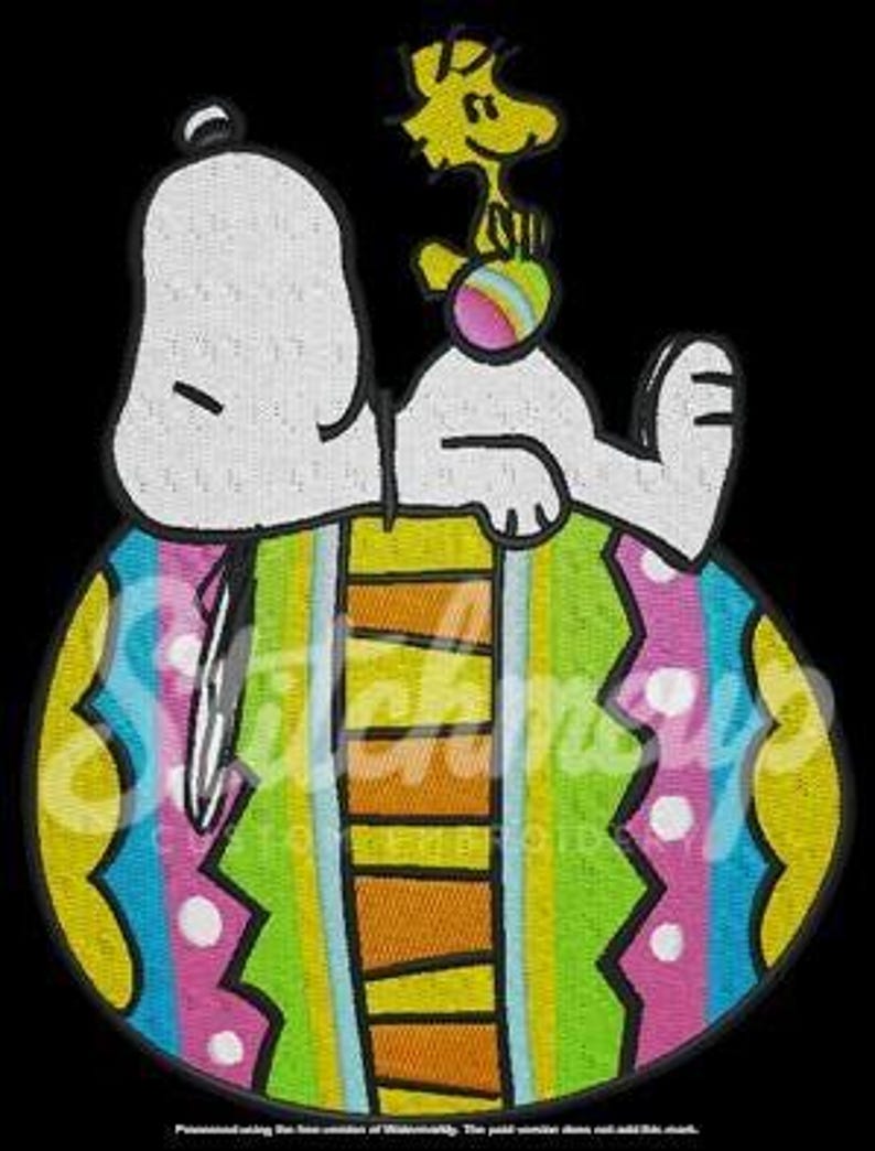 Peanuts Snoopy Woodstock Easter Egg Embroidery Digitized File PES DST ...