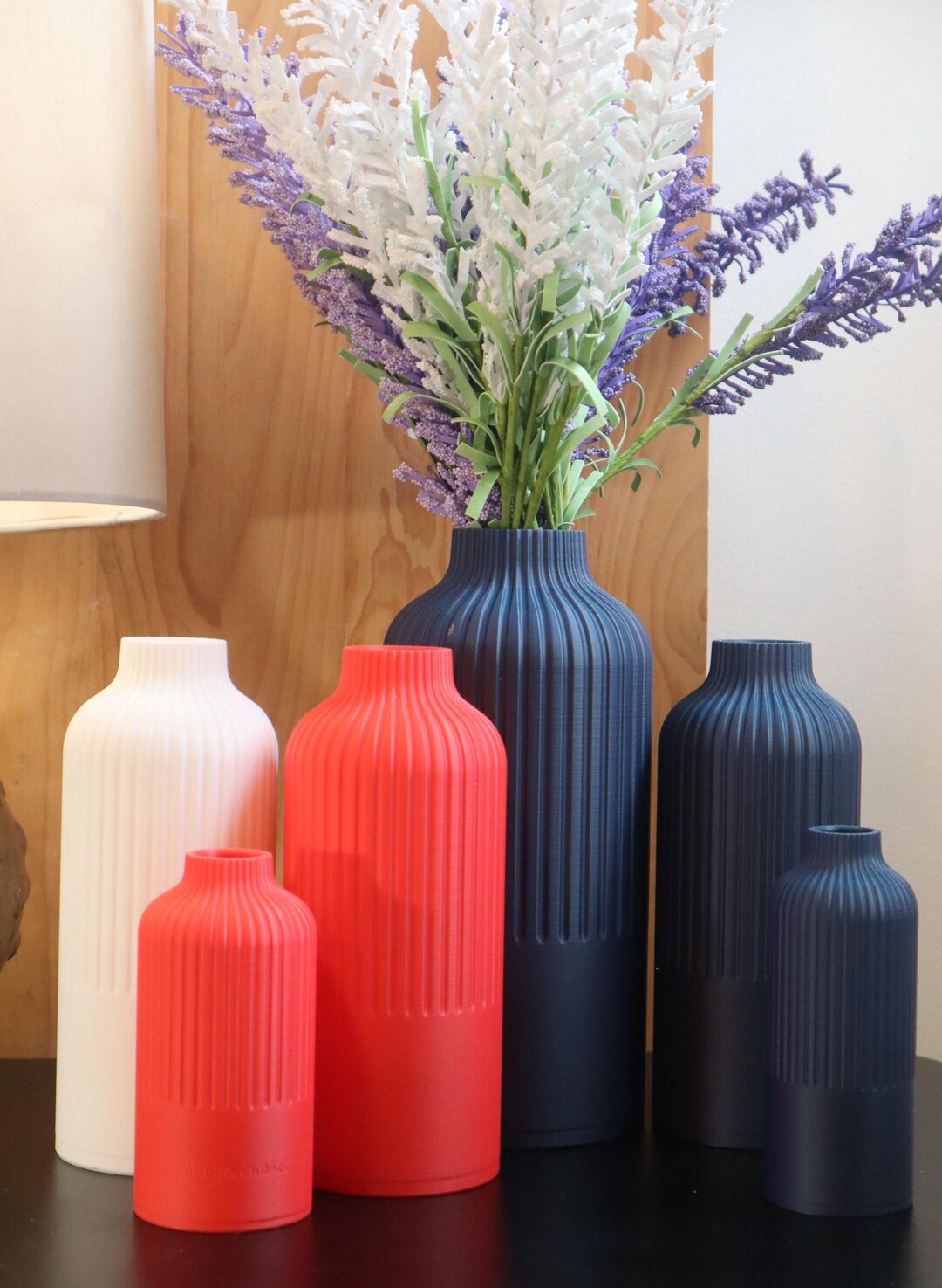 Modern Red, Navy Blue, Texture Vases |"bottle" Minimalist Home Decor ...