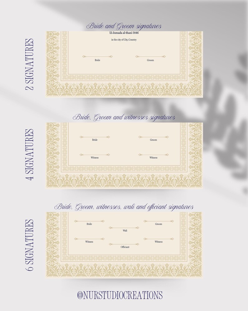 Elegant Islamic Marriage Certificate | Customizable Nikkah Certificate ...