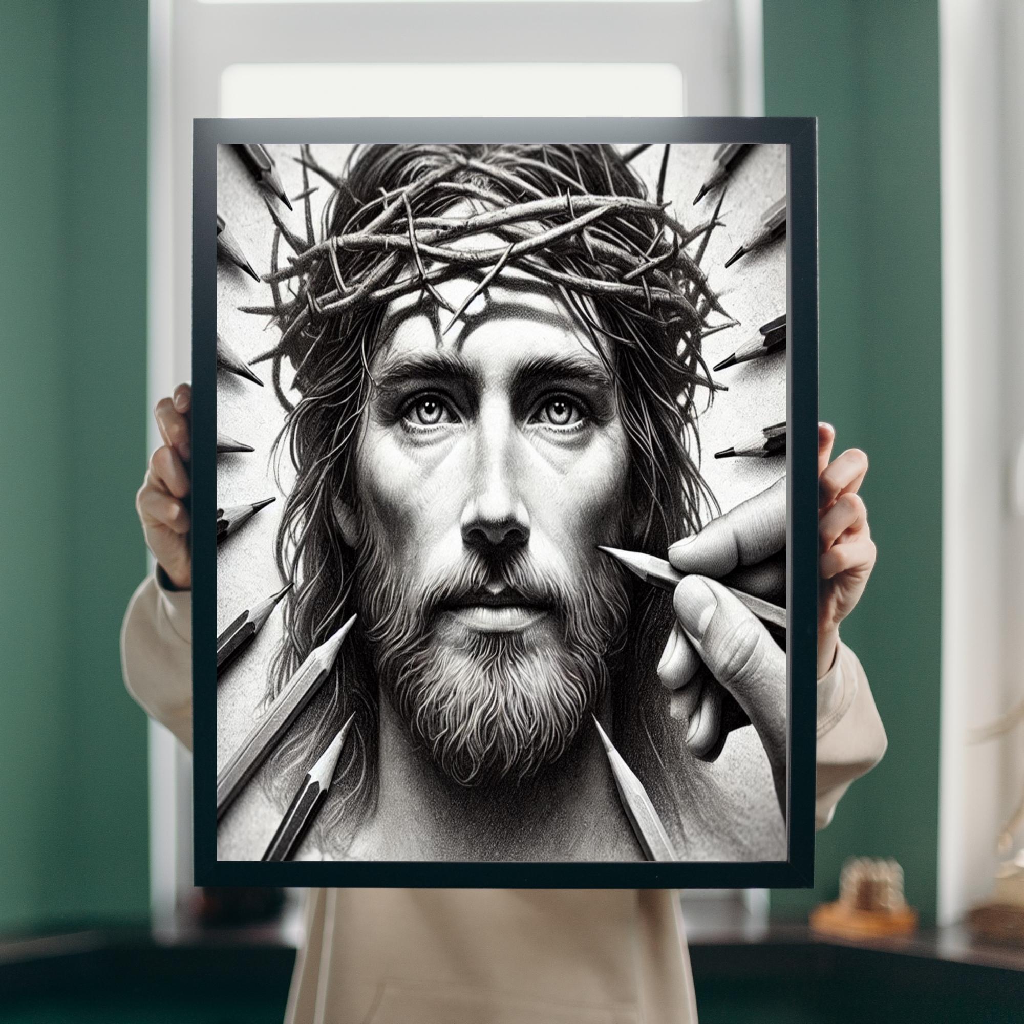 Word Became Flesh, Jesus Christ, Jesus Portrait, Pencil Drawing ...