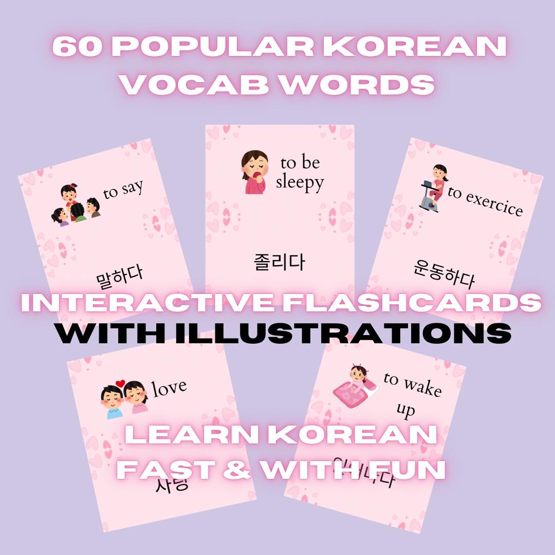 Everyday Essential Korean Vocabulary Words Flashcards With ...