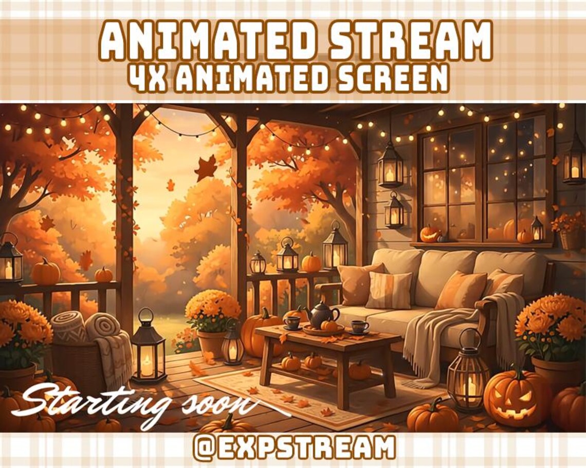 Extreme Cozy Autumn Porch Lo-fi Aesthetic Animated Stream Screens Bundle 4x Affordable Twitch ...