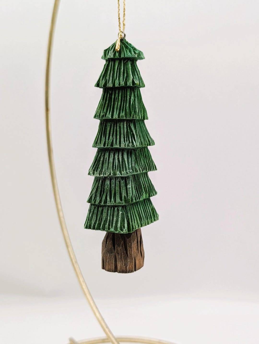 Hand-painted Hand Carved Evergreen Tree - Etsy