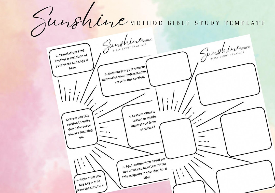 Sunshine Method Bible Study Template - Etsy