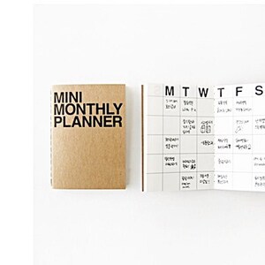 Mini Monthly Planner -mini Size in Kraft -monday Start - Etsy