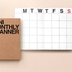 Mini Monthly Planner -mini Size in Kraft -monday Start - Etsy