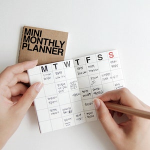 Mini Monthly Planner -mini Size in Kraft -monday Start - Etsy