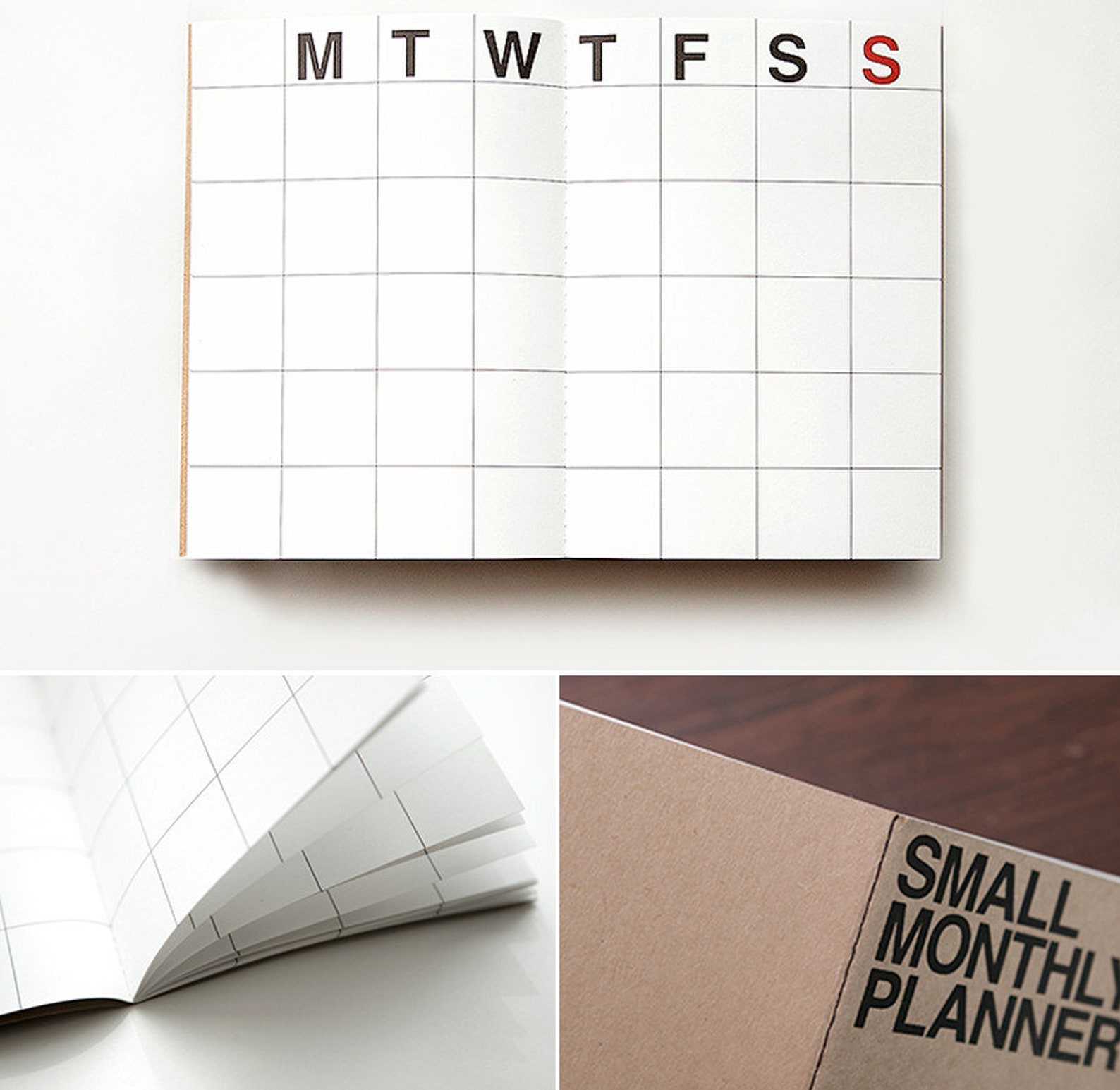 Small Monthly Planner in Kraft Small Size Planner small - Etsy