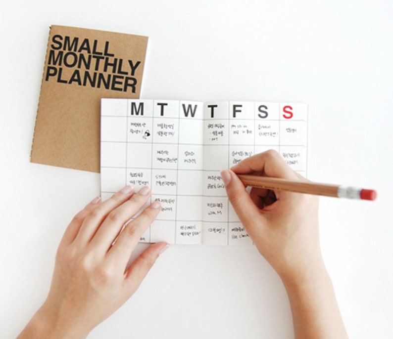 Small Monthly Planner in Kraft Small Size Planner small - Etsy