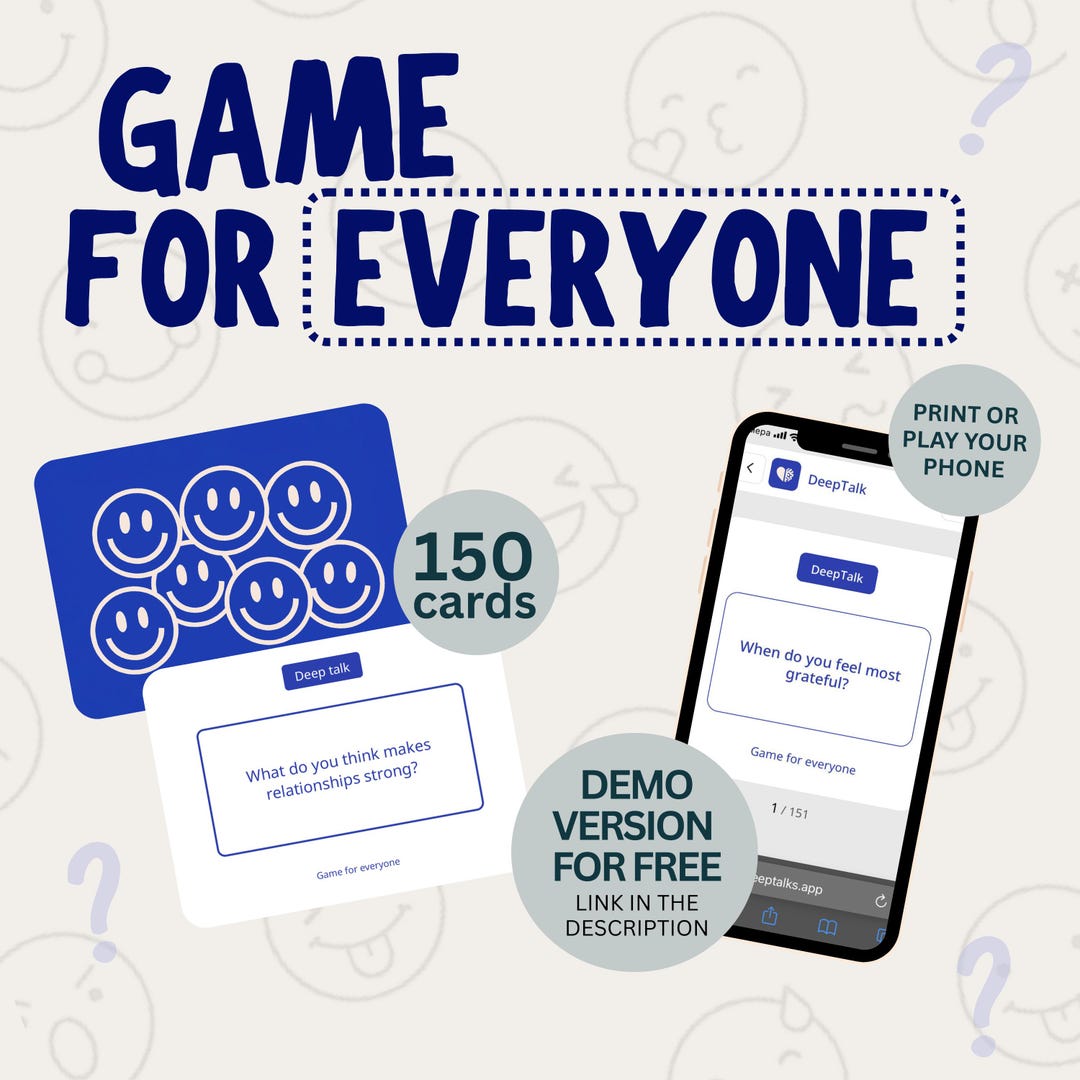 150 Printable Cards for Friends | Question Game for Everyone | Deep ...