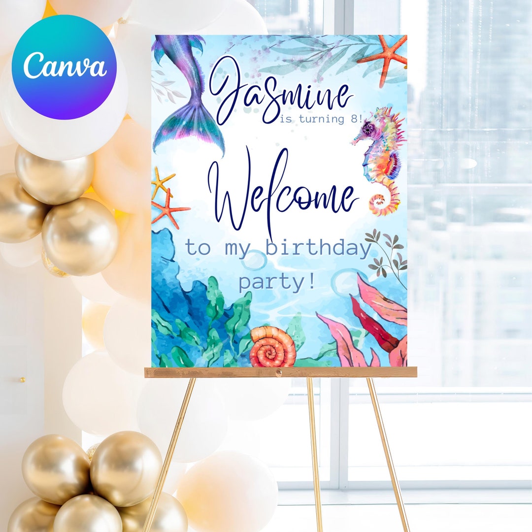 Nautical Birthday Welcome Sign: Ocean Theme Party Decor (digital ...