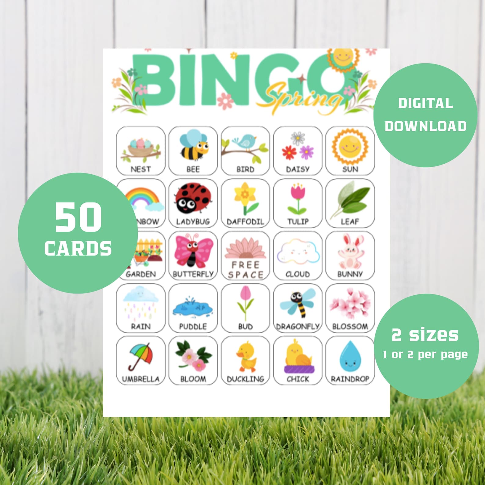 Spring Bingo Game: 50 Printable Easter Cards (digital Download) - Etsy