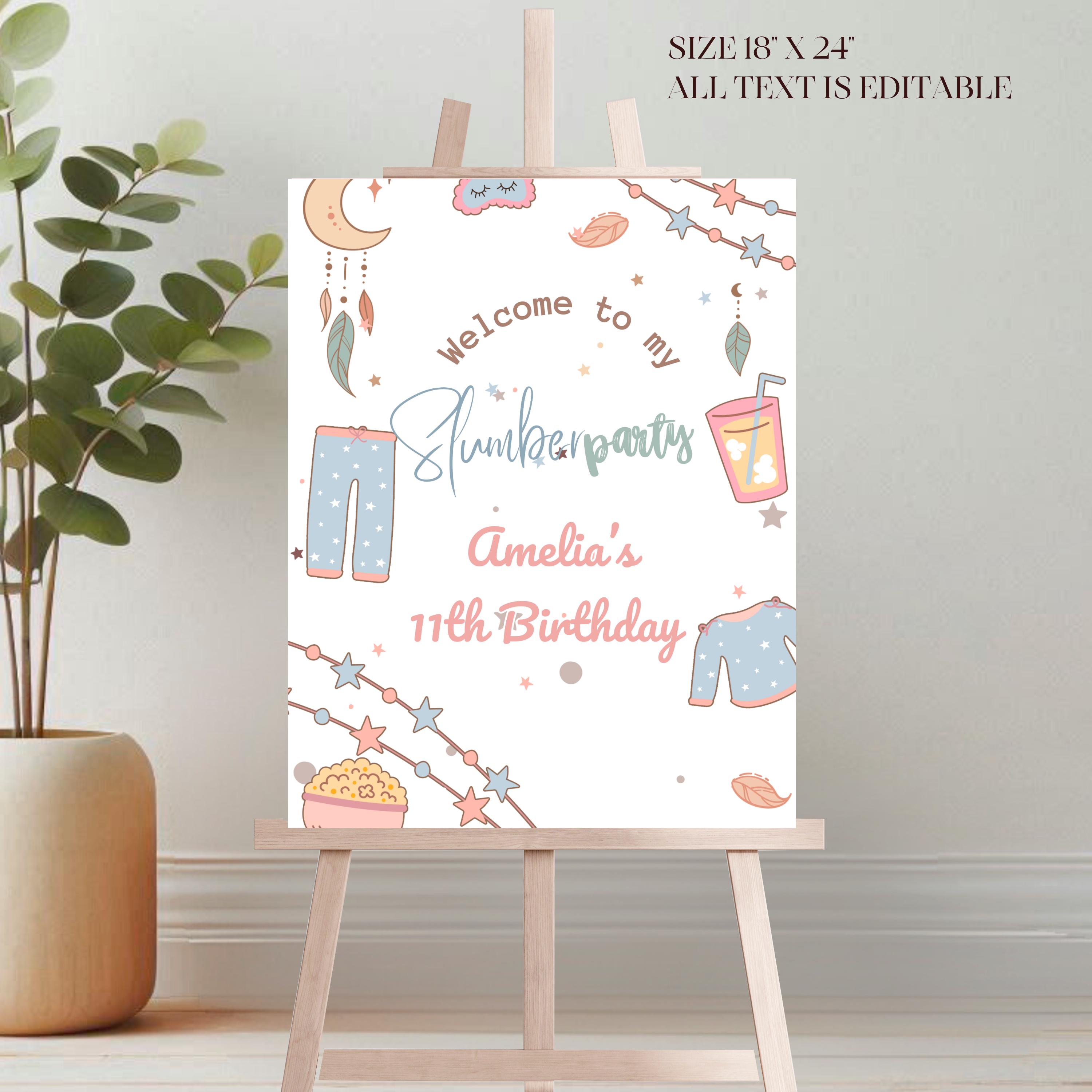 Personalized Pajama Party Welcome Sign | Sleepover Birthday Sign | Kids ...