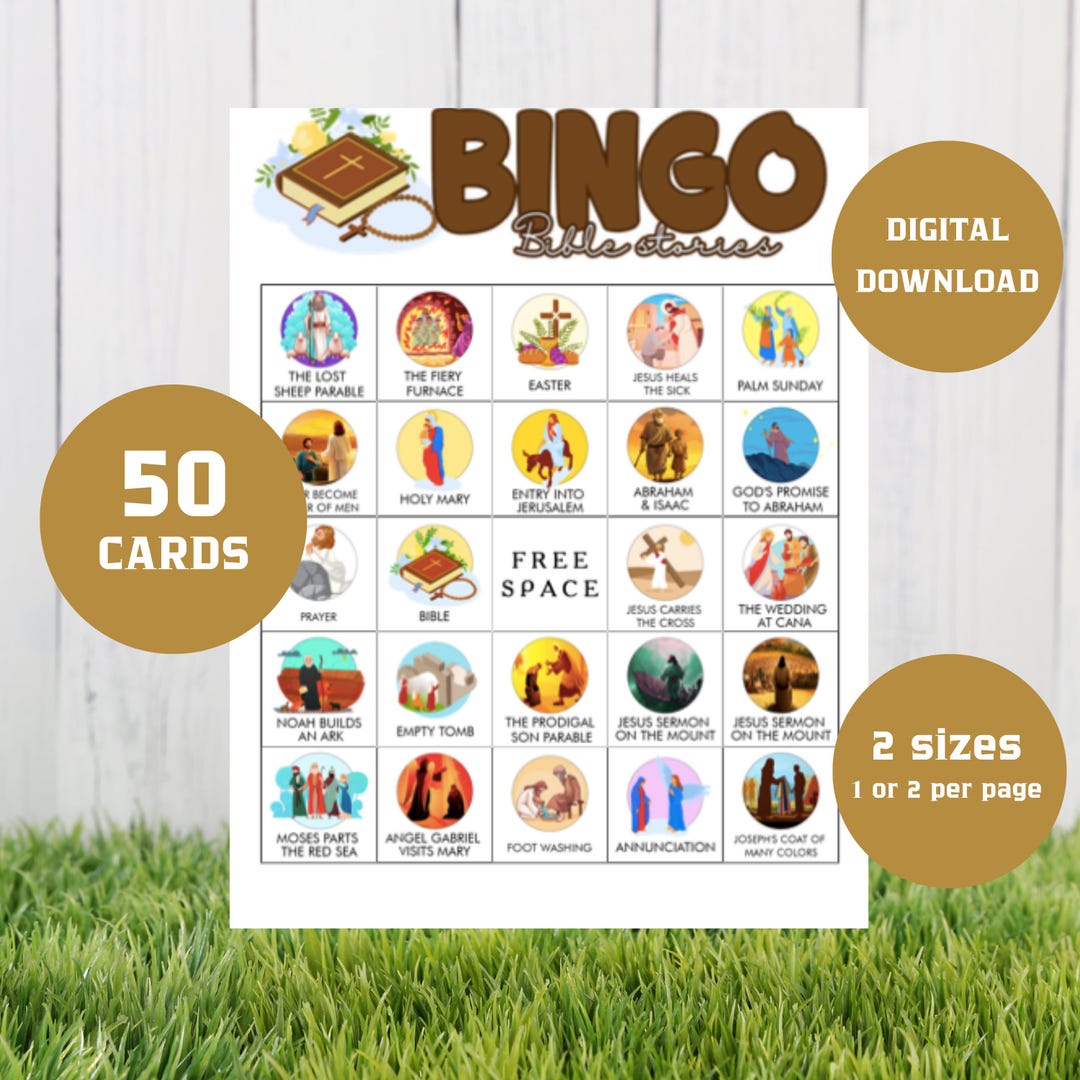 Bible Bingo 50 Cards , Bible Stories Bingo, Bible Activity for Kids ...