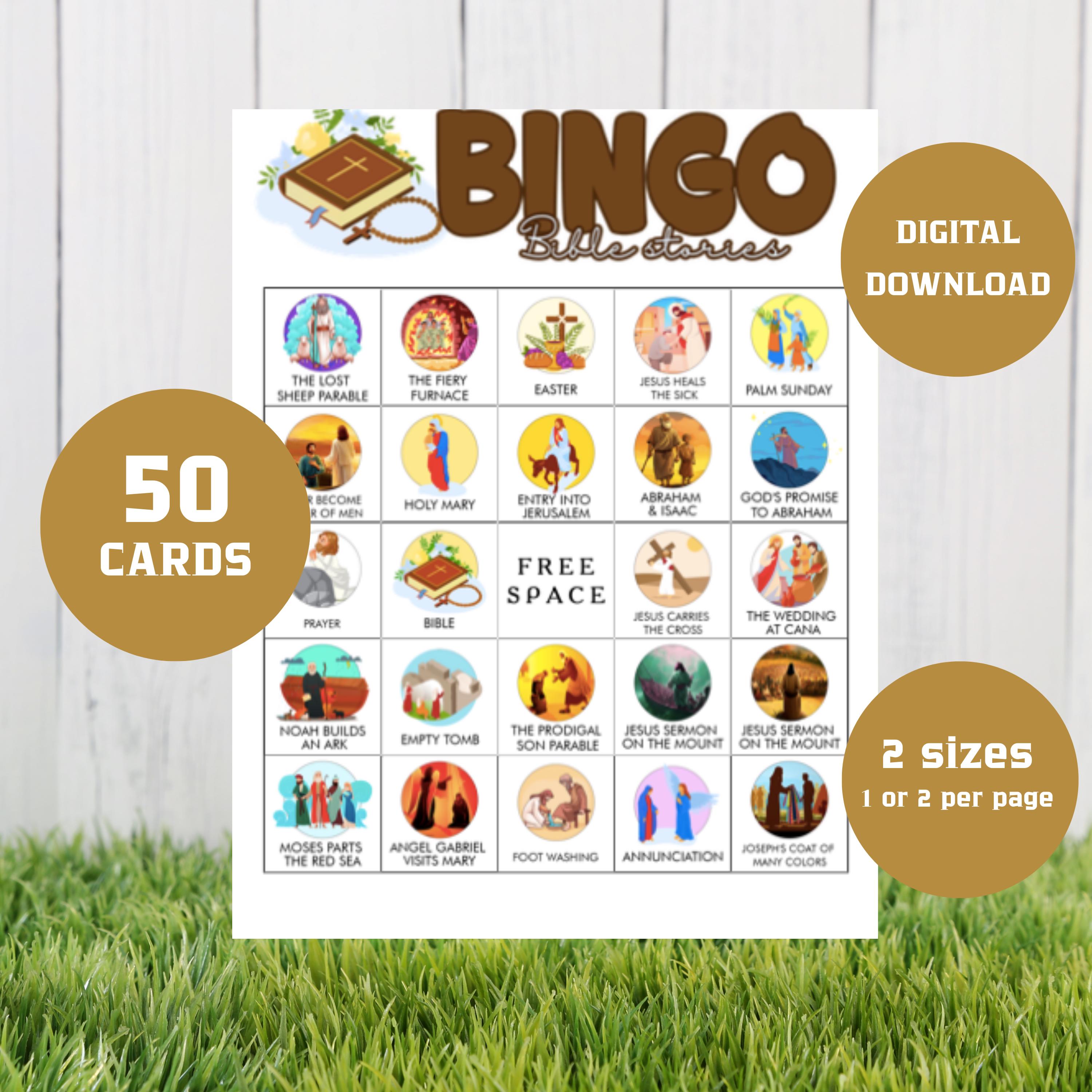 Bible Bingo 50 Cards , Bible Stories Bingo, Bible Activity for Kids ...