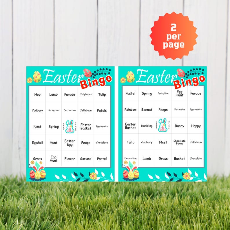 Easter Bingo, 50 Printable Easter Bingo Cards, Easter Activity for Kids ...