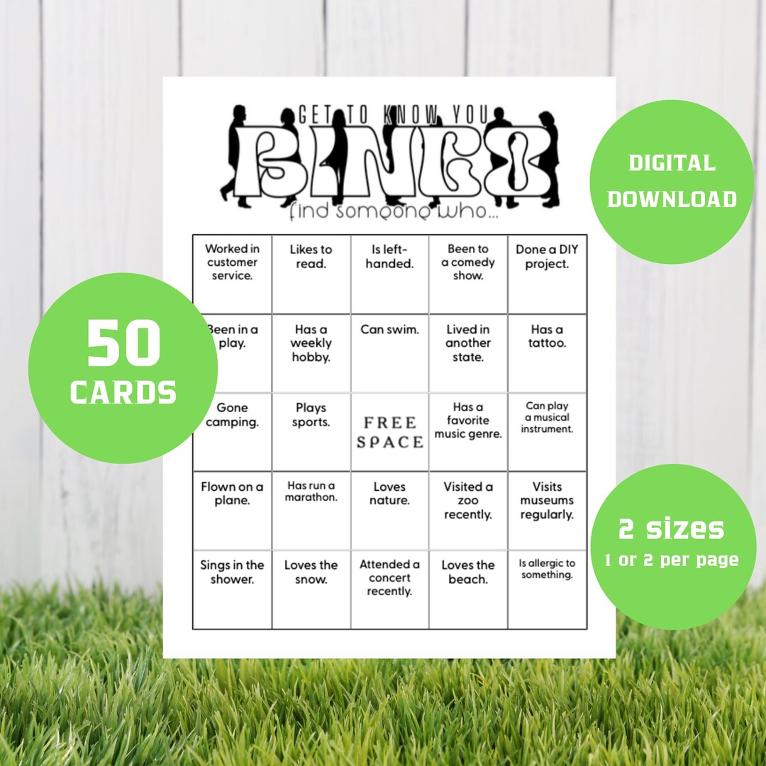 Get to Know You Bingo Game: 50 Unique Cards (digital Download) - Etsy