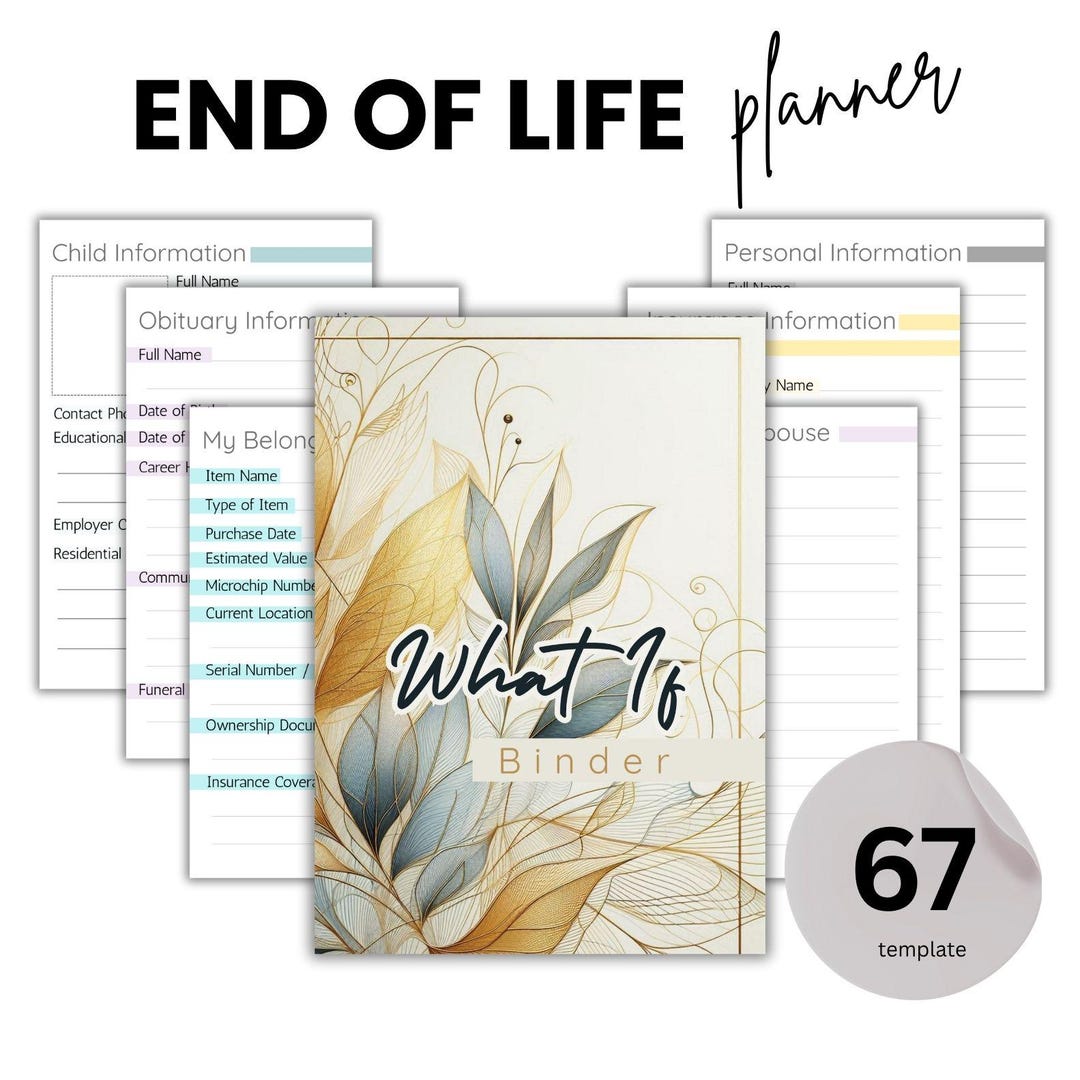 End of Life Planner: 63-page Life Organizer Binder (printable PDF ...
