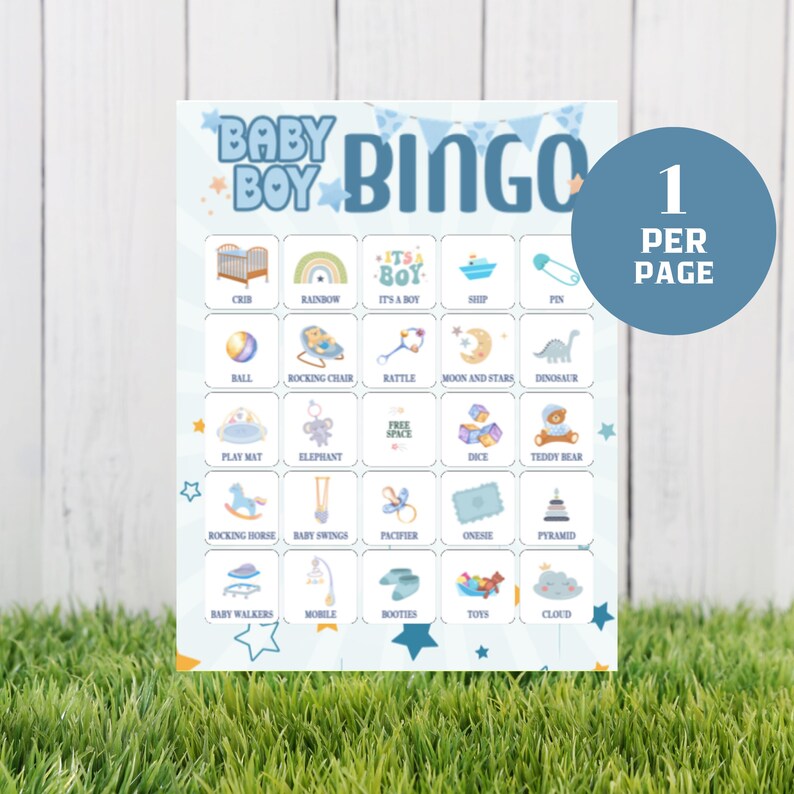 Baby Boy Bingo | Baby Shower Party Game | 50 Printable Baby Shower ...