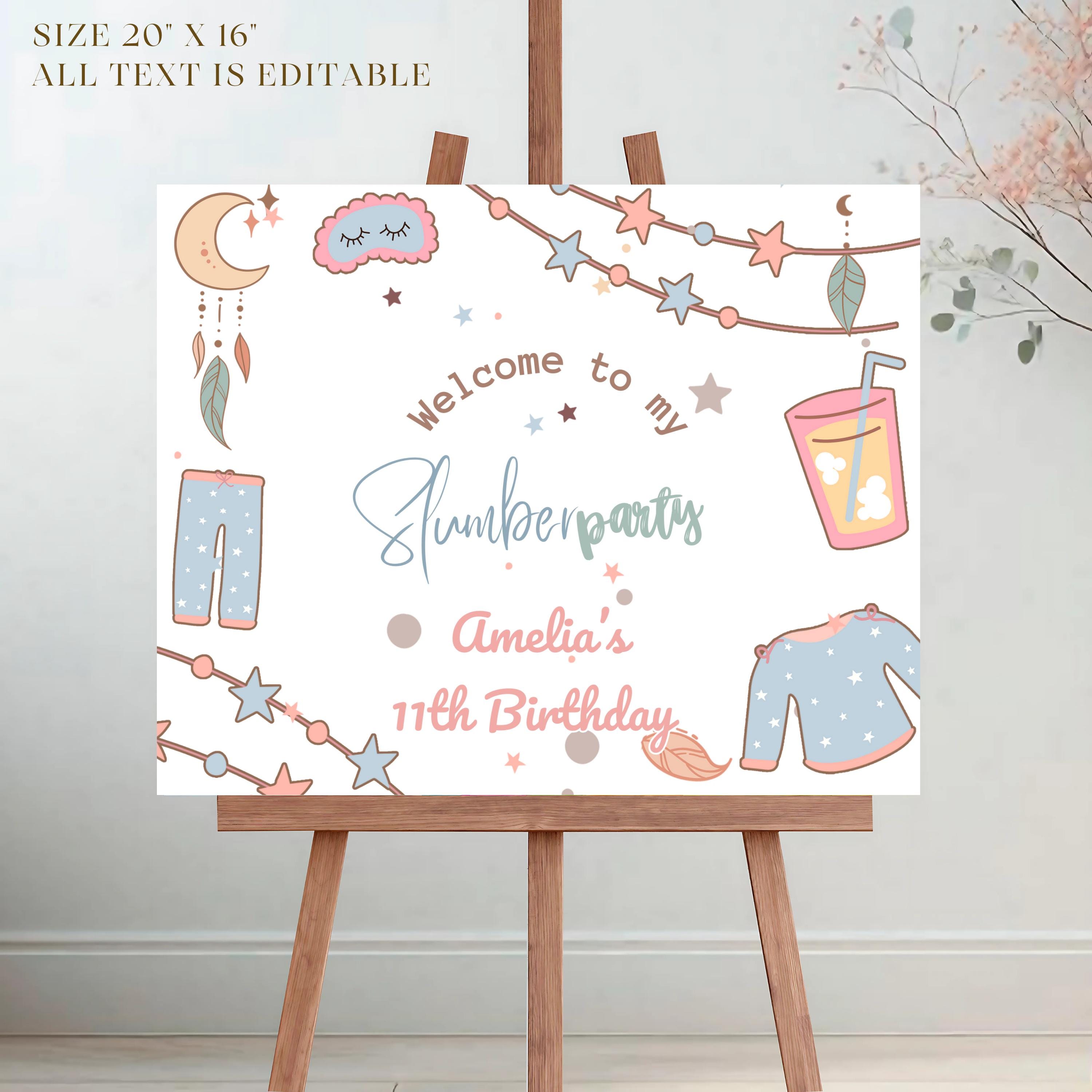Personalized Pajama Party Welcome Sign: Kids Sleepover Decor (digital ...