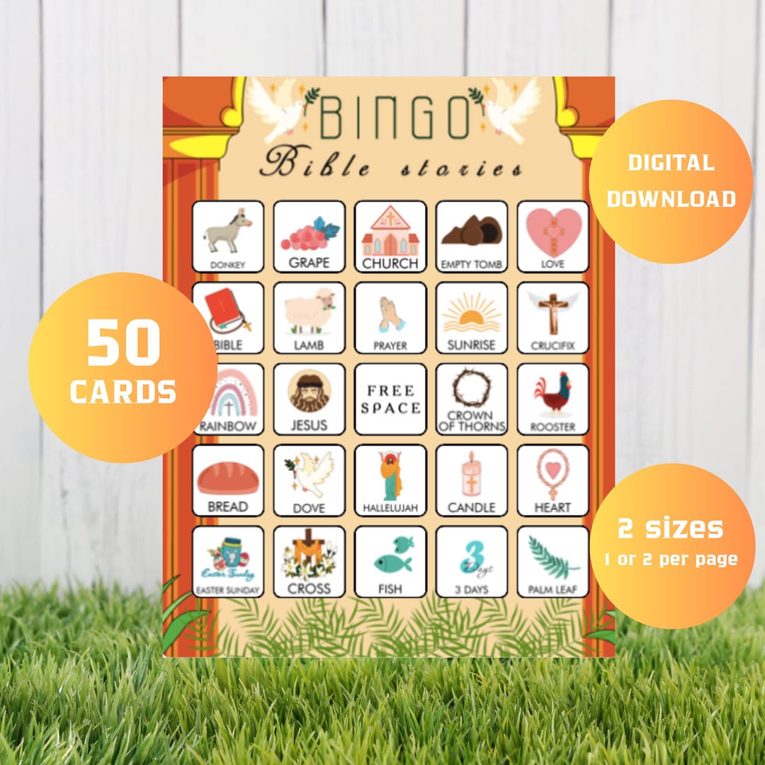 50 Resurrection Bingo Cards Printable Game,easter Sunday Bible Bingo ...