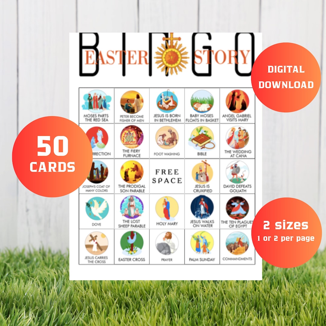 Bible Bingo Game, 50 Bible Stories Bingo Cards, Bible Games for Kids ...