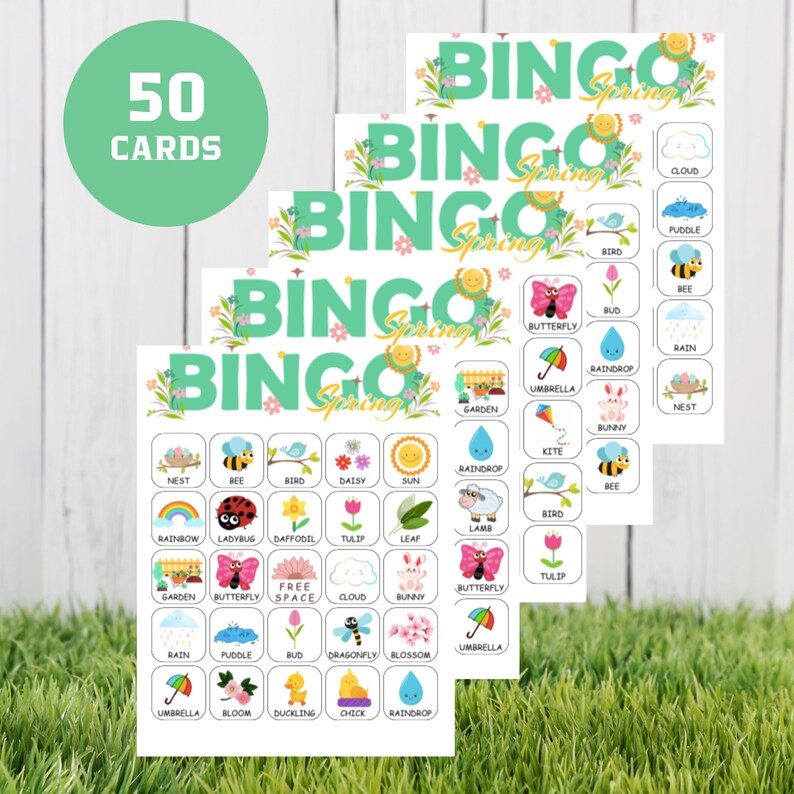 Spring Bingo Game: 50 Printable Easter Cards (digital Download) - Etsy