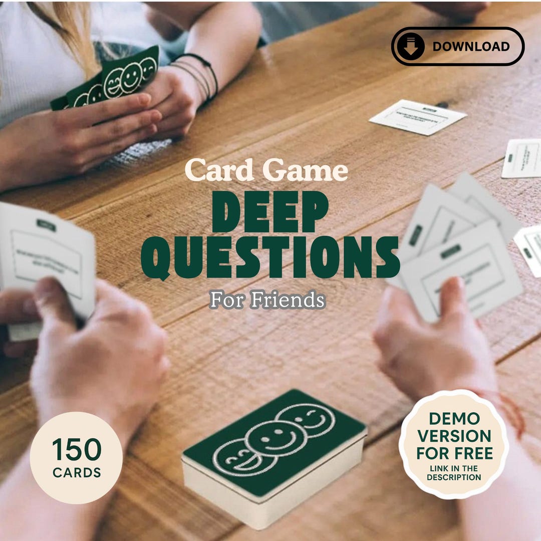 Printable Deep Questions Card Game: Fun Conversation Starters (PDF ...