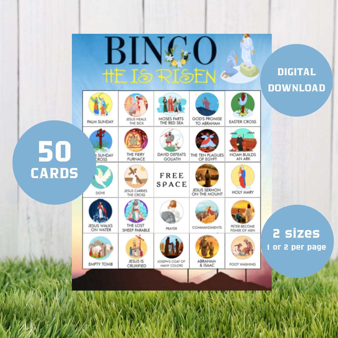 Bible Bingo Game, 50 Bible Stories Bingo Cards, Bible Games for Kids ...
