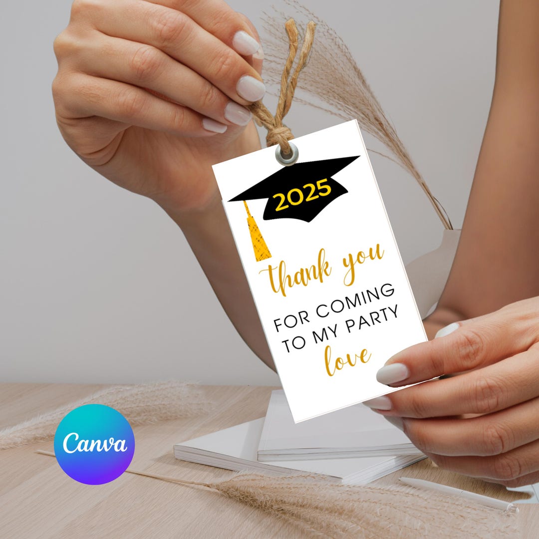 Personalized Graduation Thank You Tags: Class of 2025 (digital Download ...