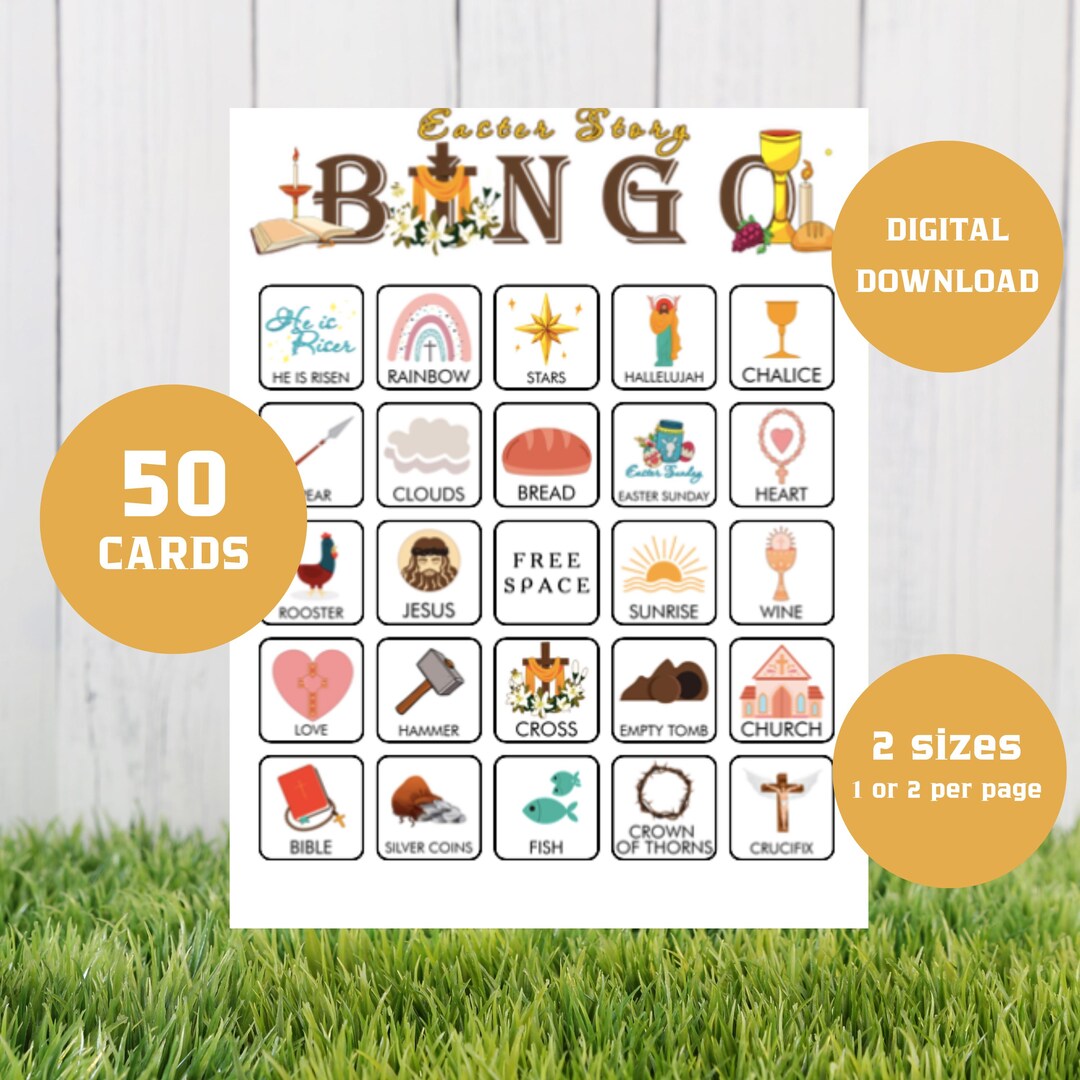 50 Easter Story Bingo Cards: Christian Church Game (digital Download ...