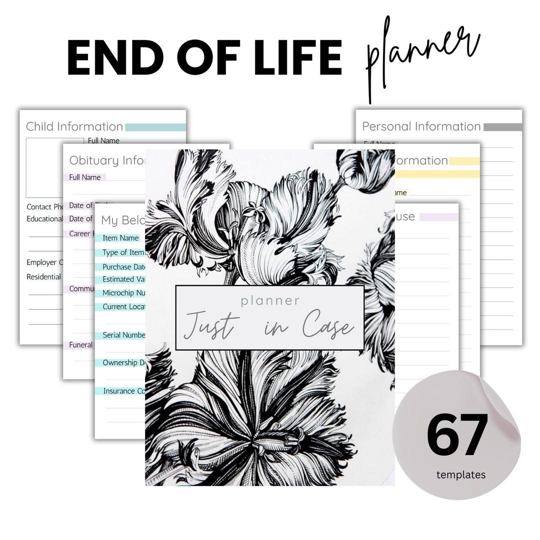 Life Organizer Binder: 63-page Emergency & End of Life Planner ...