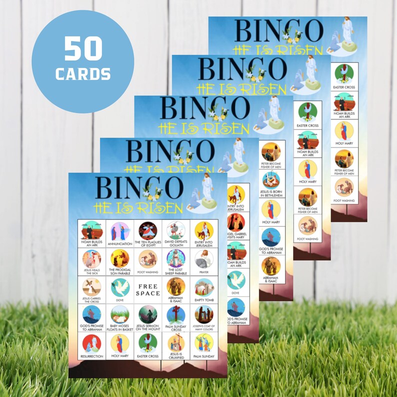 Bible Bingo Game, 50 Bible Stories Bingo Cards, Bible Games for Kids ...