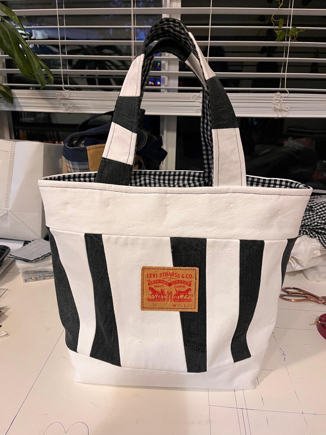 Black and White Levi Denim zebra Quilted Patchwork Bag - Etsy