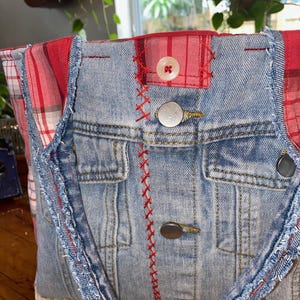 Upcycled Denim Patchwork Quilted Bag: Repurposed Red Plaid Purse - Etsy
