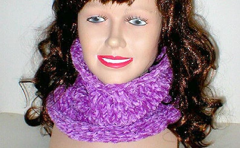 Purple Chenille Knit Cowl: Bulky Winter Neck Warmer - Etsy Canada