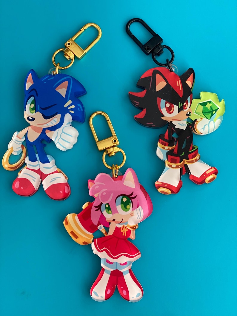 Sonic the Hedgehog Keychains | Sonic, Shadow, Amy - Etsy