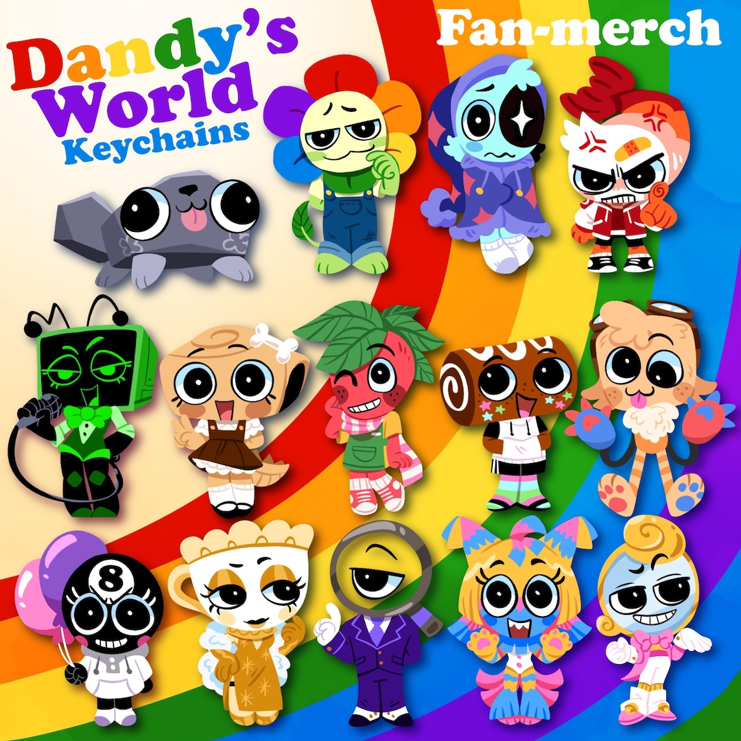 Dandy's World Keychain | Pebble, Dandy, Astro, Shrimpo, Vee, Shelly ...