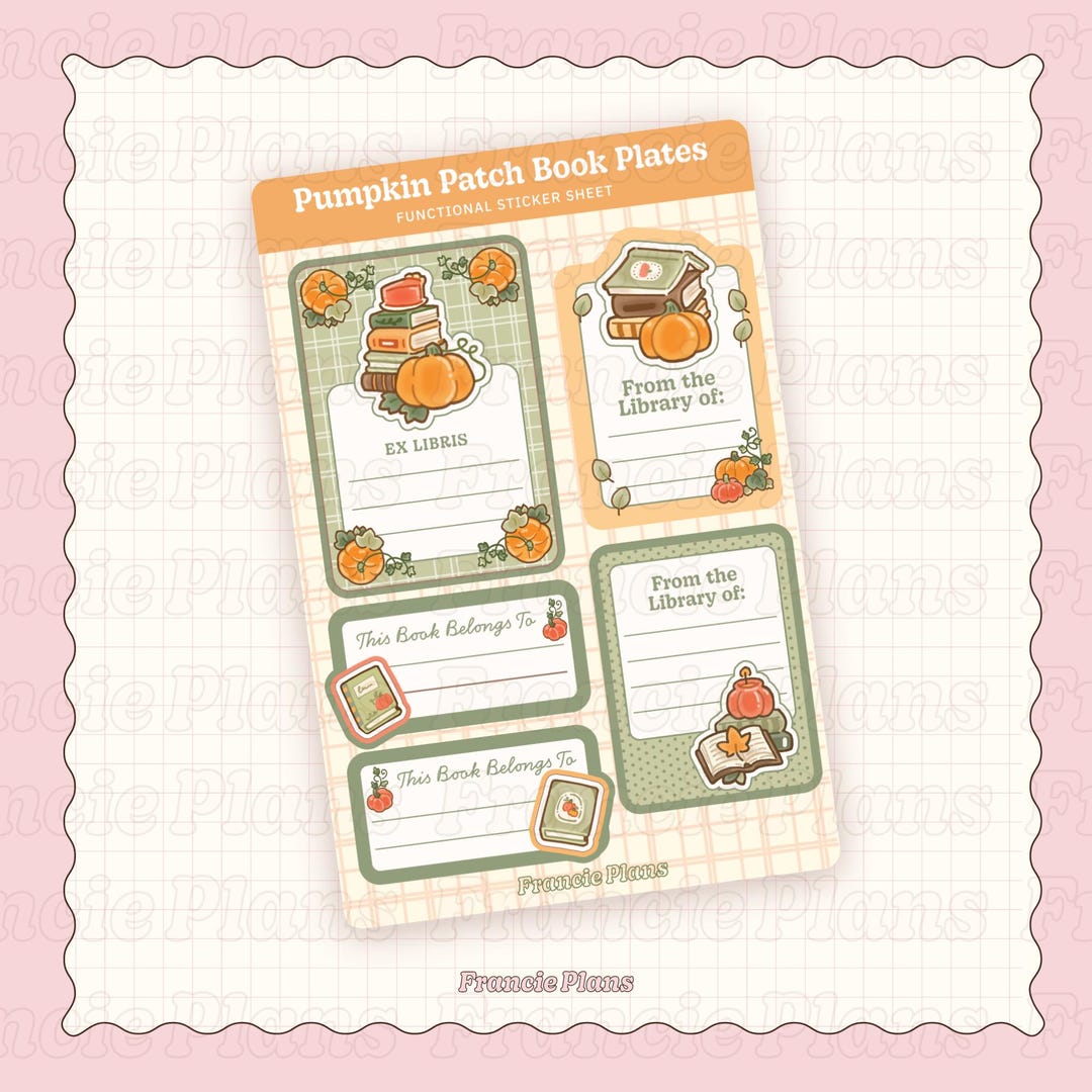 Pumpkin Patch Book Plate Stickers / Fall Farm Themed Reading Labels for ...