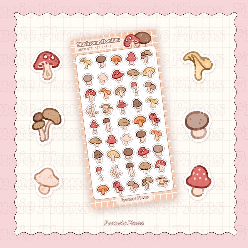 Mushroom Deco Stickers / Mini Fungi Sticker Sheet for Bullet Journals ...