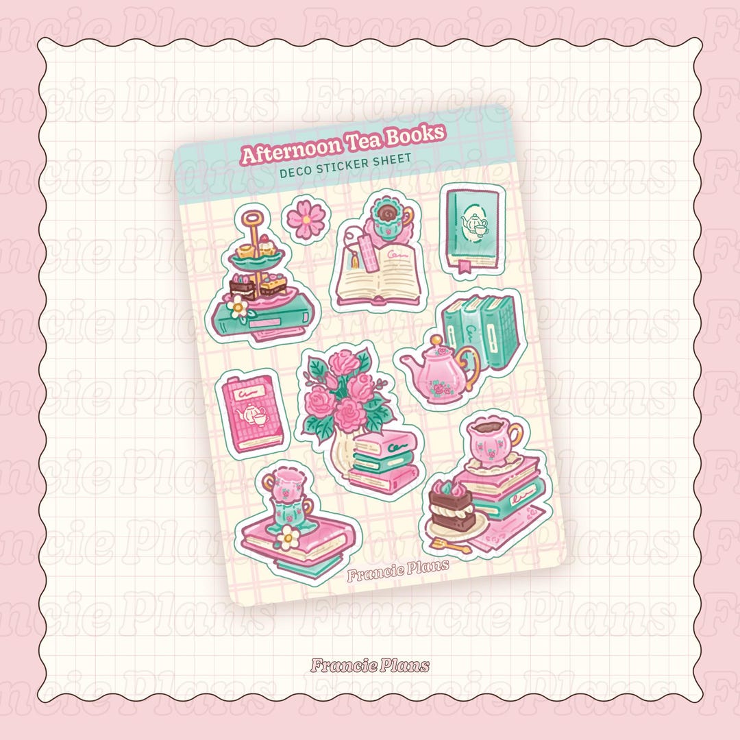 Afternoon Tea Books Sticker Sheet / Matte Vinyl Planner Stickers - Etsy ...