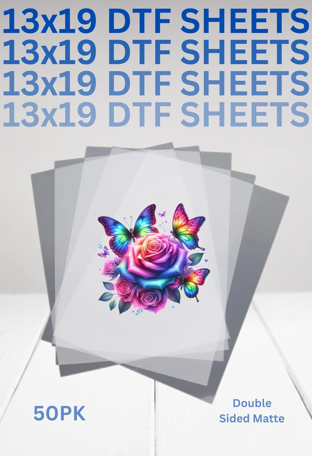DTF 13 Inch X 19 Inch Sheets 50 Pk, A3+ DTF Film Sheets Double Sided ...